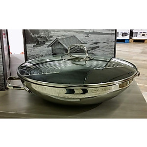 Rosle Stainless Steel Wok Pan with Non-Stick Coating and Glass Lid, 14.2-inch