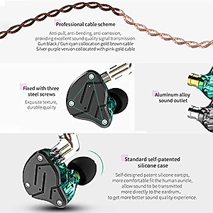 Andiker KZ ZSN-C Quad Driver Earphones DD+BA Hybrid Technology Electronic Crossover Wired Headset, Detachable Cable Heavy Bass Stereo in-Ear Earbuds with Storage Box (ZSN-C Mic, Black)