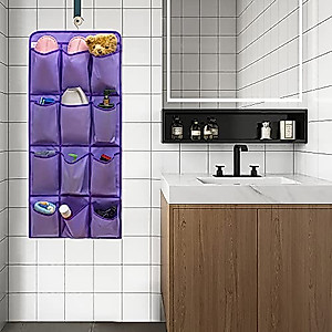 ANIZER Dual Sided Hanging Shoe Organizer for Closet with 24 Large Pockets Hanging Shoe Rack Holder with Rotating Hanger (PURPLE)