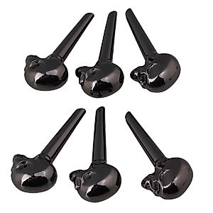 Yibuy Black Bridge End Pins Suitable for Acoustic Guitar Metal 35mm x 8m Pack of 6