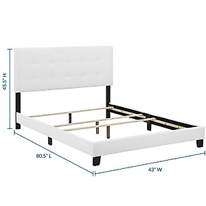 Modway Amira Tufted Fabric Upholstered Twin Bed Frame With Headboard In White