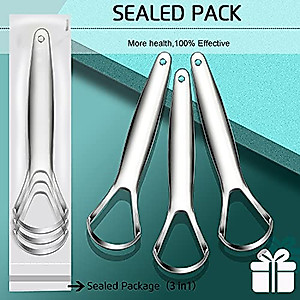 Tongue Scraper, 3pcs tounge scrappers, Medical Grade Metal Stainless Steel tongue cleaner Fights Bad Breath in Seconds, 100% BPA Free Tongue Scrapers Oral Care