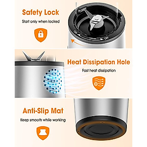 COOL KNIGHT Personal Blender, 500W Portable Blender for Shakes and Smoothies, 10 Pieces Personal Smoothie Blender Set, With 2 * 20 oz Travel Mugs, Carrier Bag, Cooler Stick and Lemon Juicer.BPA Free