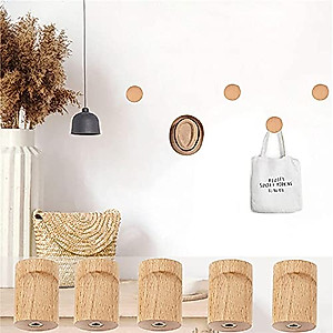 AULEST Wood Wall Hooks 5 PCS, Wooden Pegs Hooks Natural Handmade Home Decor Coat Hanger Wall Mounted for Hanging Robe Bag Purse Towel (Beech Wood)