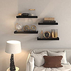 RLAVBL Wall Shelves Set of 4, Rustic Storage Wood Wall Mounted Floating Shelves for Bedroom Living Room Kitchen
