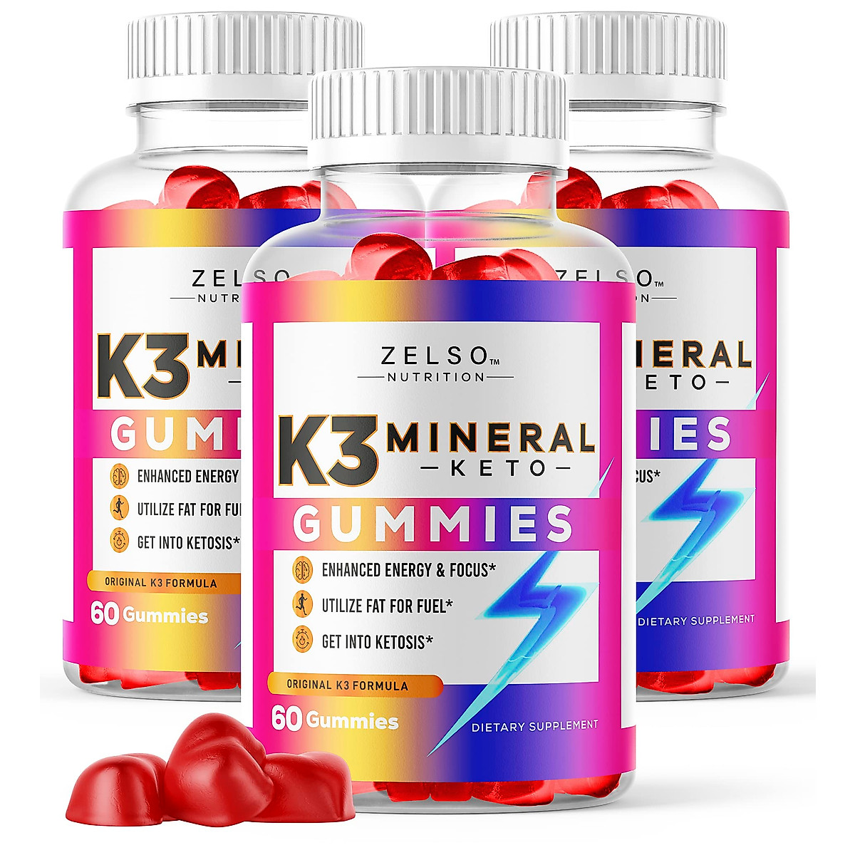 ZELSO (3 Pack) K3 Mineral Gummies Nutrition, The Original K3 Formula Pills Now in Gummy, Advanced Vitamins Plus Multivitamin, 90 Day Supply