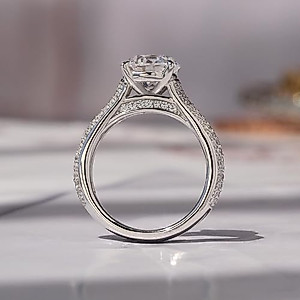 DoubleAccent Platinum Plated Sterling Silver Ring 2 CT Round CZ Stone Exquisite Wedding Engagement Ring (Size 5 to 9), 6