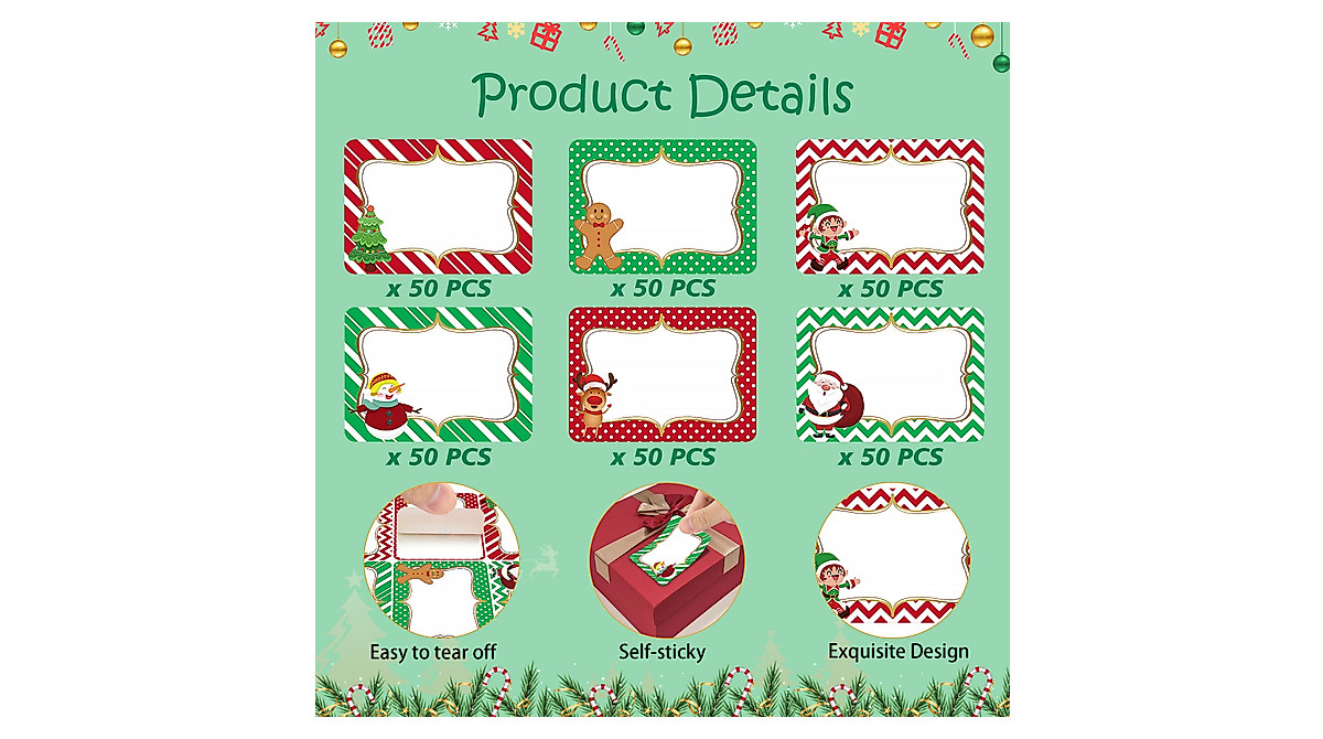 Christmas Gift Tags Stickers - 300 Festive Labels for Holiday Gifts