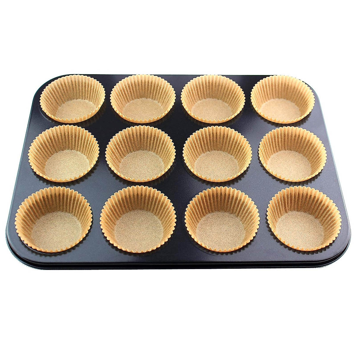 Eoonfirst Standard Size Baking Cups Food-Grade Greaseproof Paper Cupcake Liners 200 Pcs (Natural)