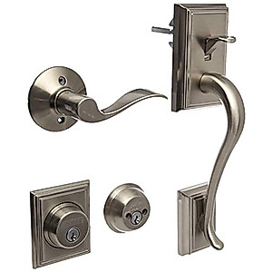 Schlage F62-ADD-ACC-LH Addison Double Cylinder Handleset with Left Handed Interi, Satin Nickel