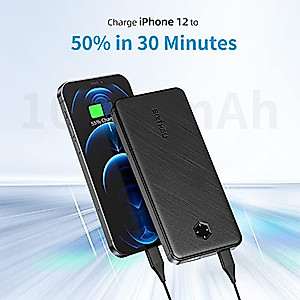 SIXTHGU Portable Charger, S2101 Power Bank 10000mAh USB C Battery Pack with 3A Fast Charging and Dual Output for iPhone, Samsung Galaxy and More（Black）
