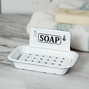 Wall Mounted Enamel White Soap Dish with Drainage Holes