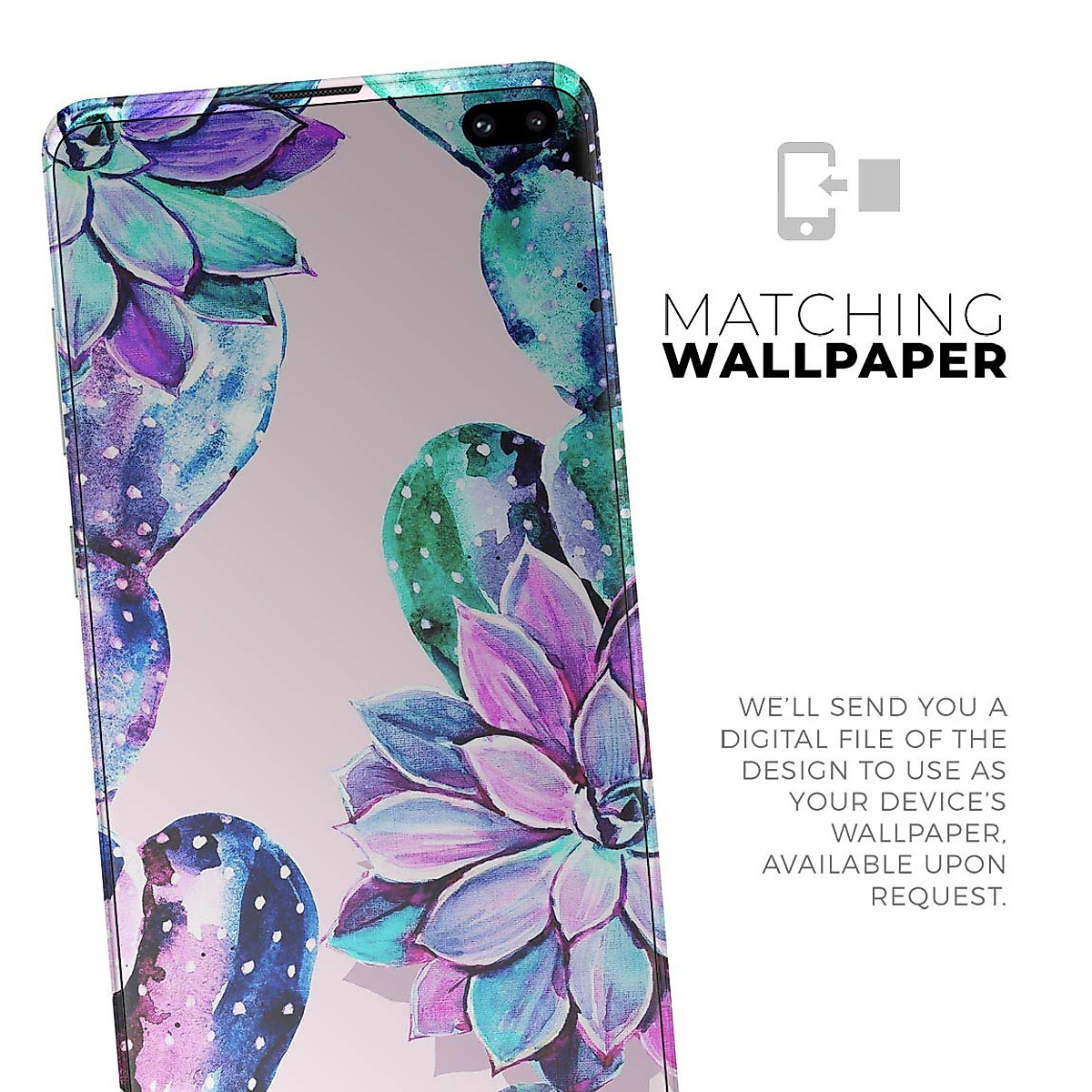 DesignSkinz Watercolor Cactus Succulent Bloom V15 Protective Vinyl Decal Wrap Skin Cover Compatible with The Samsung Galaxy S20 (Screen Trim & Back Glass Skin)