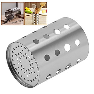 Tomotato Stainless Steel Utensil Holder, 6.3" Kitchen Utensil Holder Caddy Silverware Drying Rack Utensil Drainer Countertop Utensil Storage Organizer Cutlery Holder, 3.9" Diameter