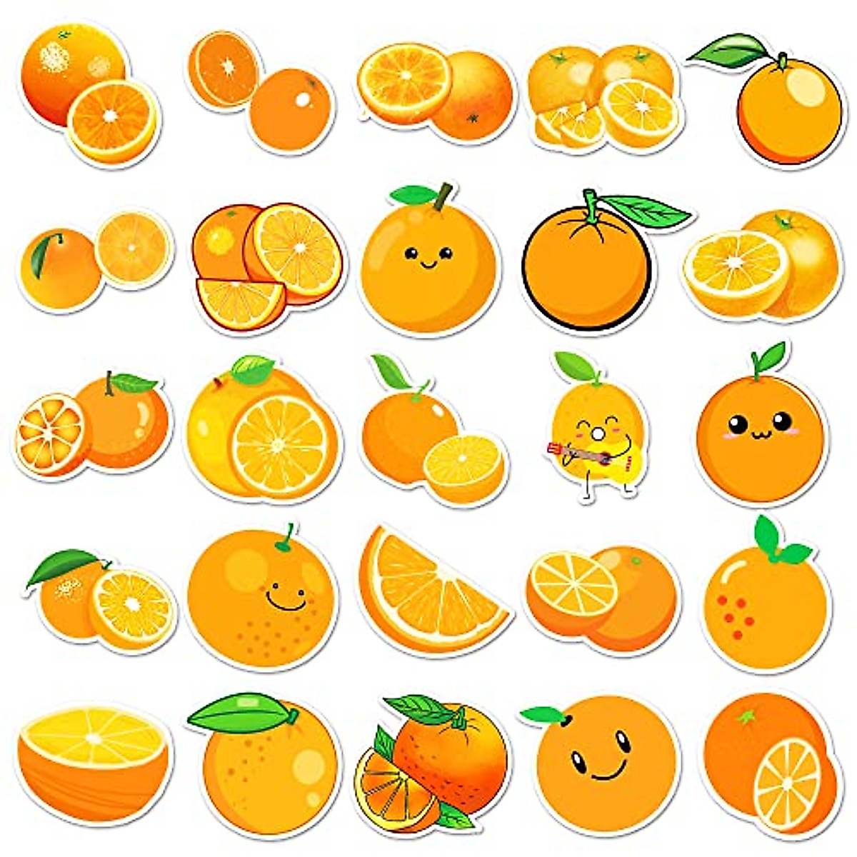 QUTA Orange Stickers Pack, 50PCs, Aesthetic Vinyl Kids Fruit Sticker Decals, Stickers for Hydro Flask, Laptop, Water Bottle, Stickers for Kids, Toddlers, Teens, Girls, Adults, Bumper Car Planner Stickers. Orange