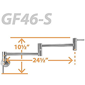 Geyser GF46-S Andorra Series Stainless Steel Wall Mount Two Handle Pot Filler Faucet (Brushed Stainless Steel Finish)