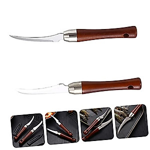 UPKOCH 2pcs Shrimp Peeling Knife Stainless Steel Cleaner Shrimp Deveiner Tool Oyster Knife Shrimp Master Tool Shrimp Line Peelers Shrimp Peeling Tool Shrimp Peeler Log Wooden Handle Suite