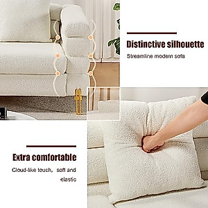 VanAcc Modern Sofa Couch, 24''Extra Deep Seat Sectional Sofa for Living Room, 85 inch Oversized Sofa, 3 Seat Sofa,White