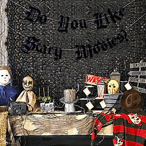 Do You Like Scary Movies? Old English Goth Banner, Gothic Blackletter Garland, Horror Movie Night Decoration, Scream Party (Do You Like Scary Movies)