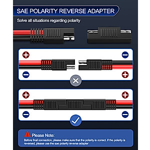 ELECTOP 10AWG SAE to XT60 Connector Extension Cable, SAE Plug XT60 Female Adapter Charger Solar Panel Cable Connector Kit for Solar Generator Portable Power Station with SAE Polarity Reverse Adapter