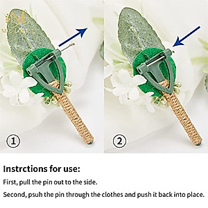 Meldel Ivory Rose Wrist Corsage Wristlet Band for Girls Women Bride Bridesmaid, Set of 6, White Hand Flower Wedding Artificial Flowers Accessories for Prom Party