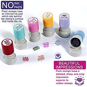 Stamp Joy - 6 Self-Ink Flash Stamp Set, Multicolor Teacher Stamps, Office Stationery Stamps, Pre-Inked (Inspiration Set)