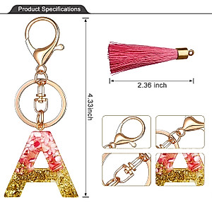 Letter Initial Keychains for Women Tassel Bling White Pink Cute shiny Keychain for Car key Backpack Purses Wallet (Pink Tassel A)