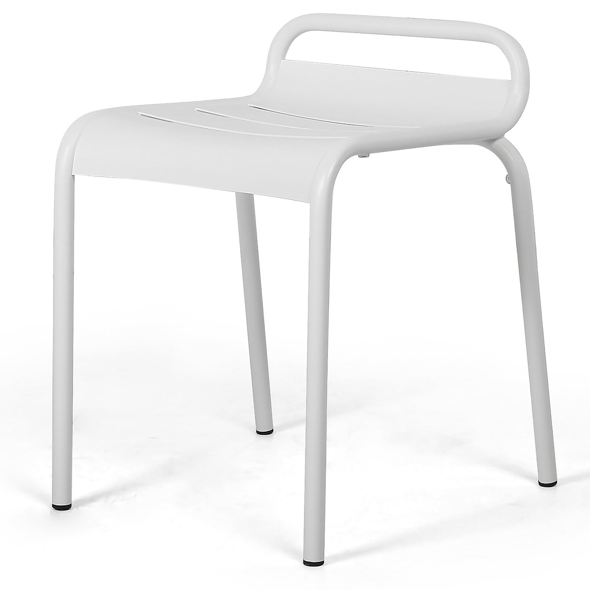 LOKKHAN White Metal Patio Dining Chairs Set of 2 Stackable Modern Bistro Cafe Bar Chairs, 18" Indoor-Outdoor Seating, Lower-Back Iron Chairs for Deck Garden Backyard Lawn