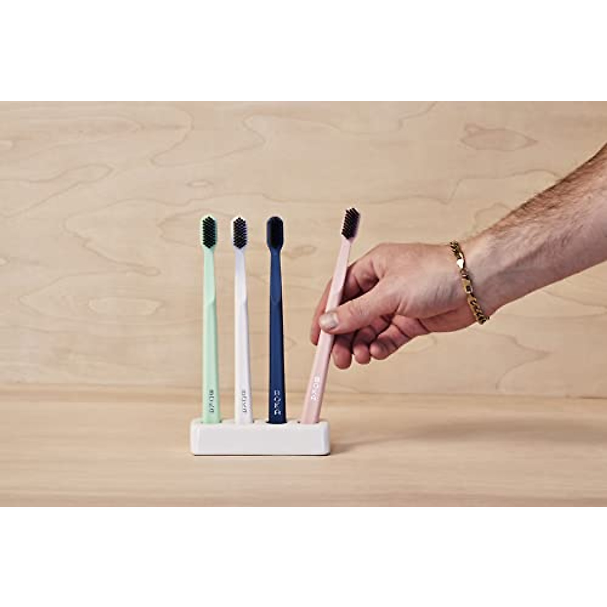 Boka Classic Manual Toothbrush with Extra Soft Activated-Charcoal, Tapered Bristles, Bioplastic Handle That Includes Travel Cap, Dentist-Approved, Great for Adults and Kids, Mint (Pack of 1)