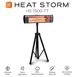 Heat Storm HS-1500-TT Infrared, 7 ft Cord, Tripod + Heater, Black