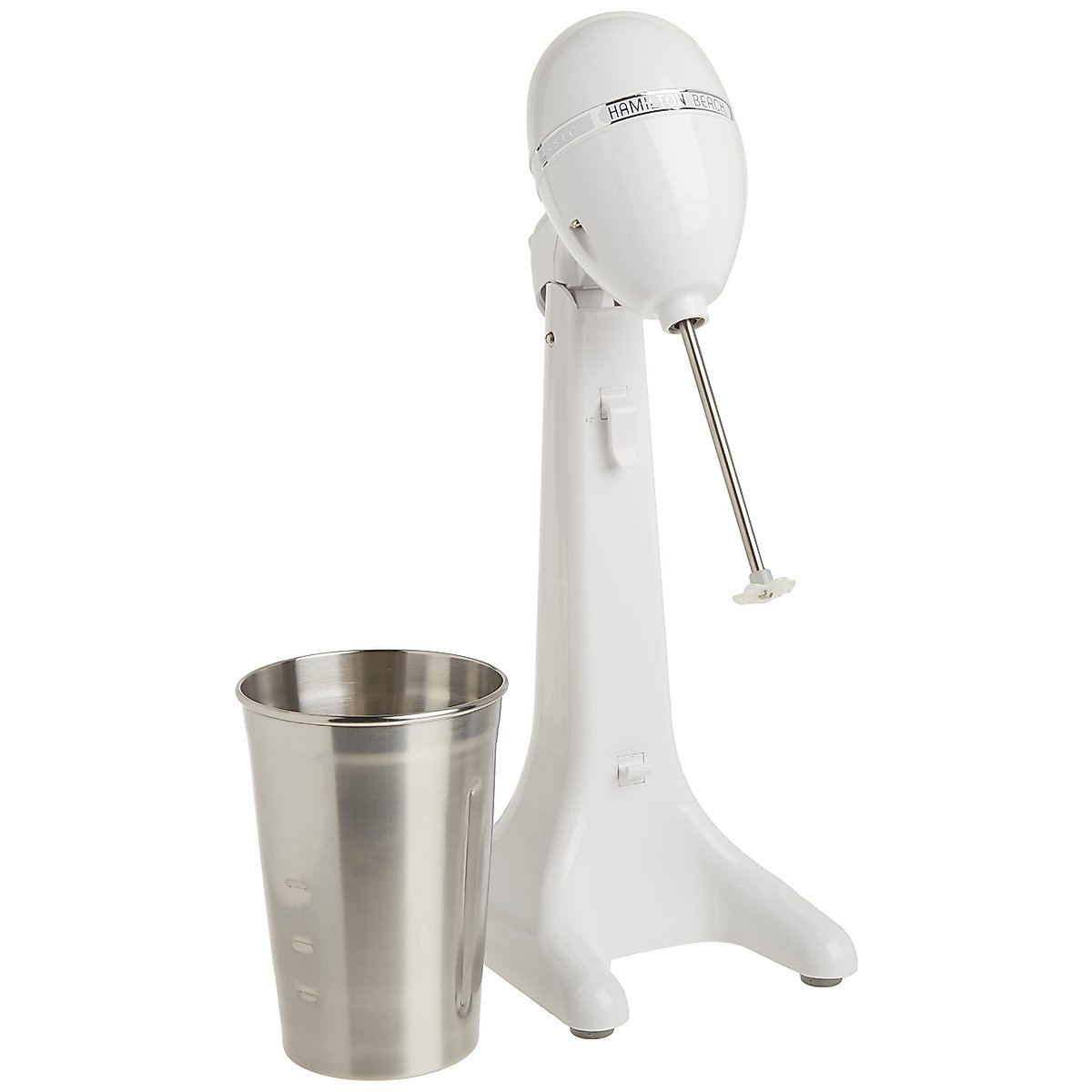 Hamilton Beach 727B DrinkMaster Electric Drink Mixer, Restaurant-Quality Retro Milkshake Maker & Milk Frother, 2 Speeds, Extra-Large 28 oz. Stainless Steel Cup, White