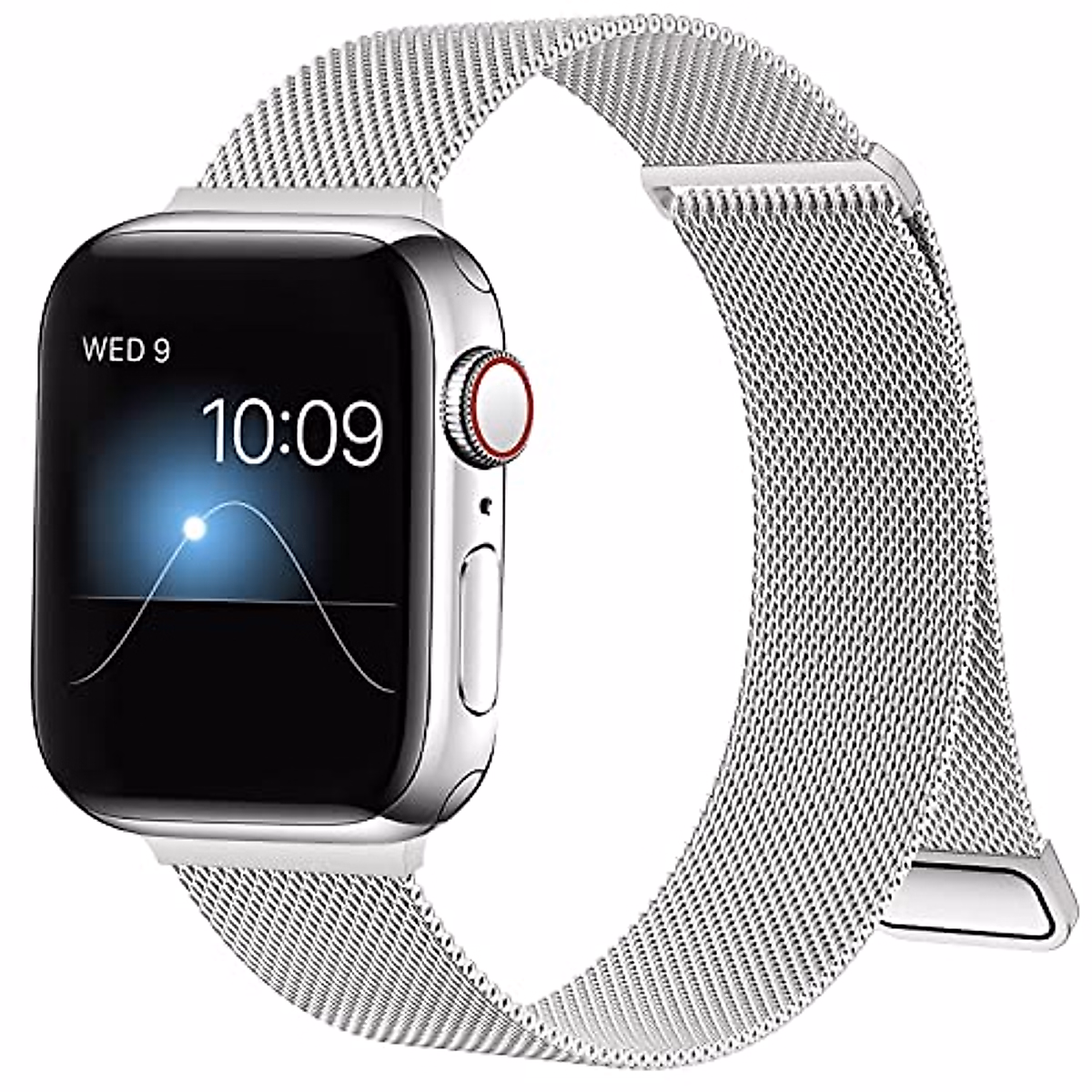 ZXCASD Metal Bands Compatible with Apple Watch Band 38mm 40mm 41mm Women Men,Silver Loop Adjustable Mesh Strap for iWatch Series 8 7 6 5 4 3 2 1 SE