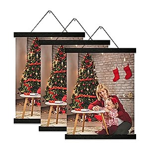YK artwood 3 Pack Magnetic Poster Hanger Frame 12 inch Black,12x16 12x18 12x20 12x24 Wood Magnet Frames Hangers for Photos, Pictures, Prints, Maps, Canvas Artwork,Diamond Art Painting,Canvas Hanger