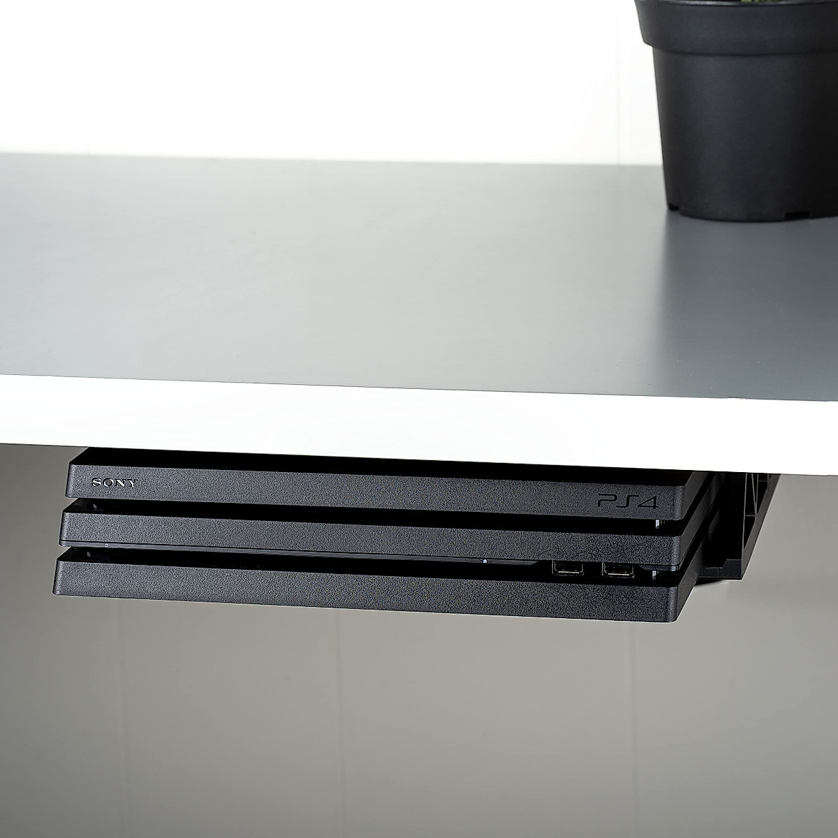 Glistco Stealth Mount - Under Desk Mount compatible with PS4 Pro Black