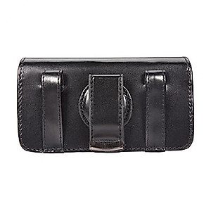 Black Leather Phone Case Cover Pouch Holster Swivel Belt Clip w Loops Compatible with T-Mobile LG V20 - T-Mobile Motorola Moto E5 Plus - T-Mobile Motorola Moto G7 Power