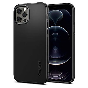 Spigen for iPhone 12 Pro Case, Thin Fit Case for iPhone 12 & 12 Pro - Matte Black
