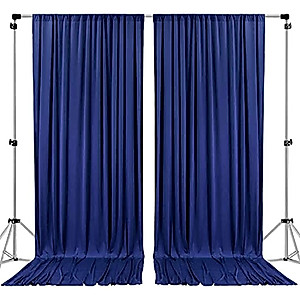 AK TRADING CO. 10 feet x 10 feet Polyester Backdrop Drapes Curtains Panels with Rod Pockets - Wedding Ceremony Party Home Window Decorations - Navy Blue