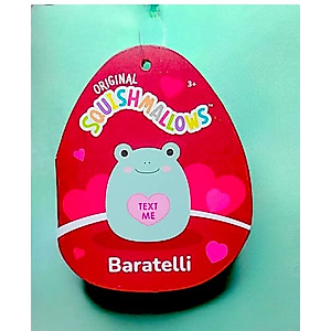 Squishmallows Official Kellytoy 12 Inch Green Baratelli Frog with “Text ME” on Belly Plush - Valentine’s Squad 2023 Stuffed Animal Toy