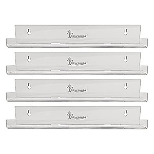 12'' Clear Vinyl Record Shelf - Wall Mount Vinyl Storage - Transparent Vinyl Record Holder - Easy Install Acrylic Album Storage for Home or Studio – Office Home Display Shelves (Pack of 4)
