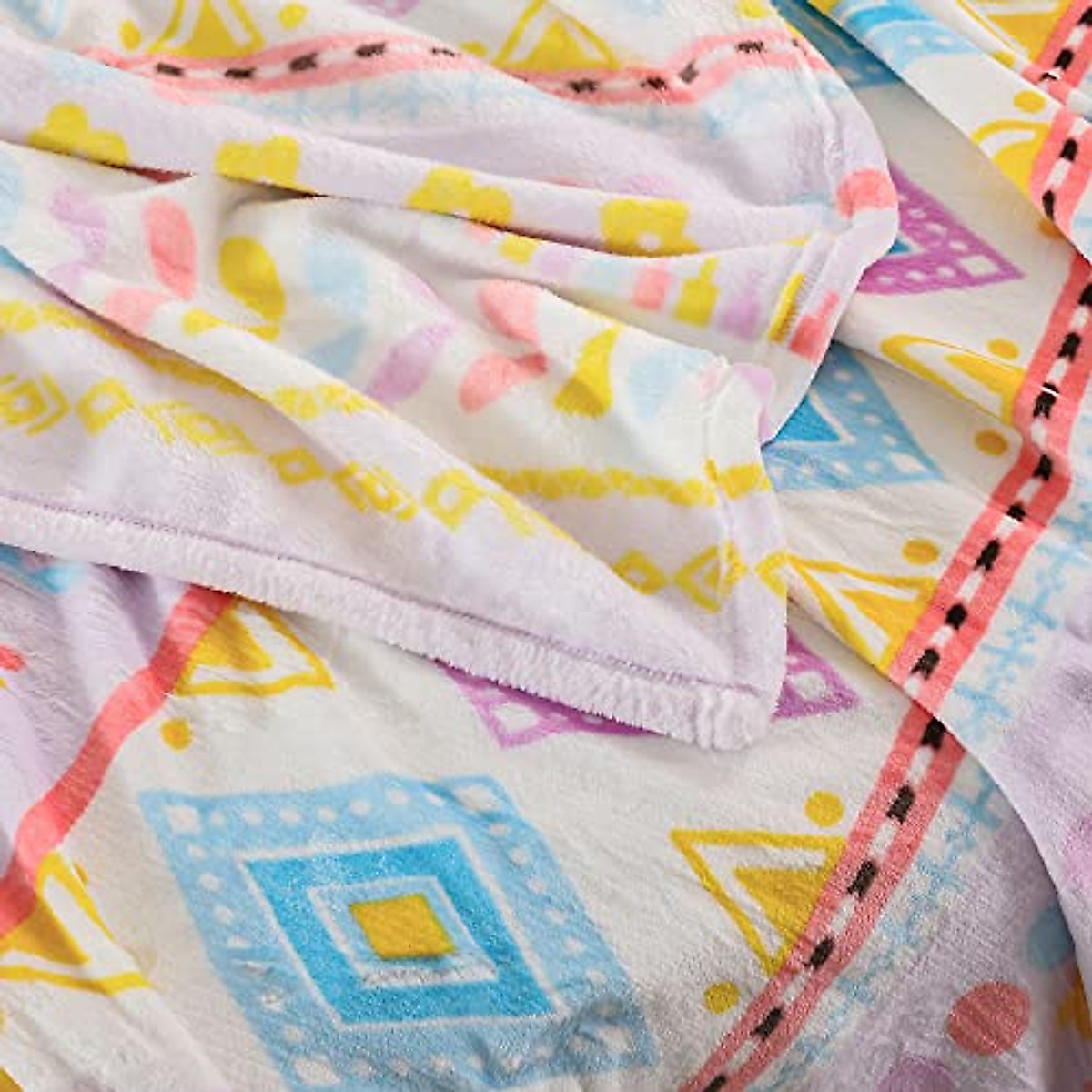 Whale Flotilla Flannel Fleece Throw Blanket for Couch/Sofa/Chair, Plush Soft Warm Blanket with Printed Geometry Pattern, 50"x70", Cute Pink