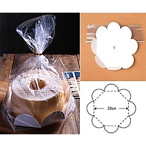Mistari Clear Plastic Bake Bags Cellophane Treat Bags for Toast Bread Cookie Candy Cake Bakery Gift Packaging, 8“ Cake Tray and Gold Ribbon (20 Pack)