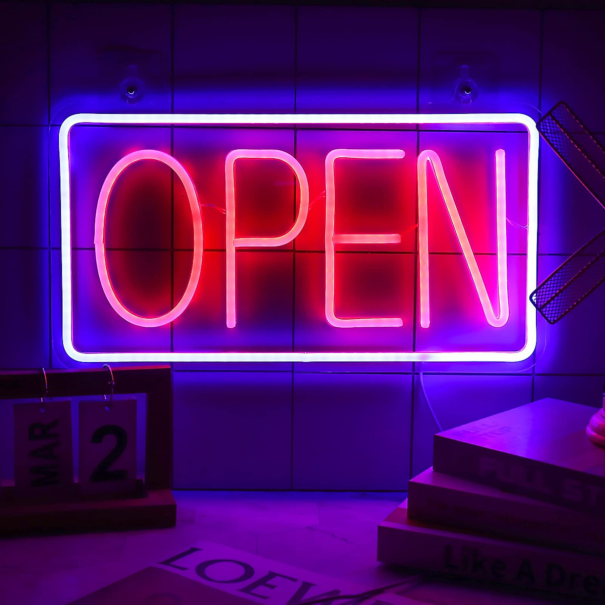 KABOER Neon Open Sign,16"x 9" LED Lights Open Sign Christmas Decoration,New Ultra Bright LED Neon Sign Wall Art for Business Bar Salon Shop Club(OPEN)