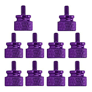 YATENG 10-pcs Anodized Aluminum Computer Case Thumbscrews (6-32 Thread) for Computer Cover/Power Supply/PCI Slots/Hard Drives DIY Personality Modification & beautification (Purple)