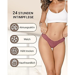 UGDUCK Lace Thongs for Women, Seamless Thong Underwear Women Lace Panties No Show Thongs for Women 6 Pack Multicolor