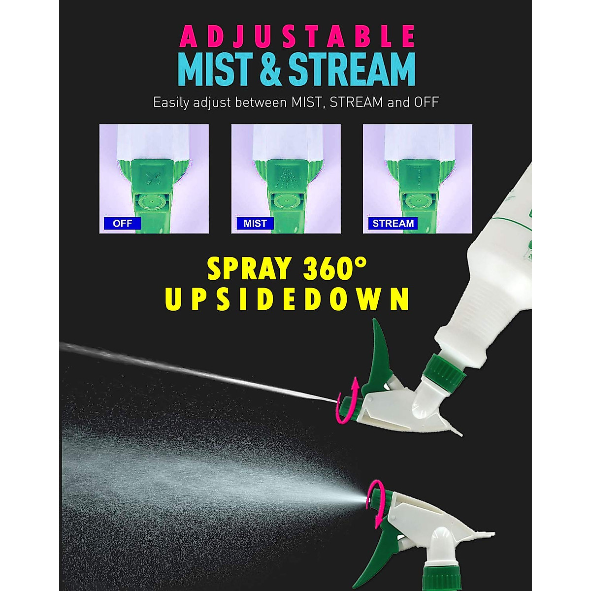EZPRO USA Small Size Transparent Plastic Empty Spray Bottles Mist for Cleaning Solutions, Spray Bottle with Measurements, Upside Down Squirt Bottle, 4 pack
