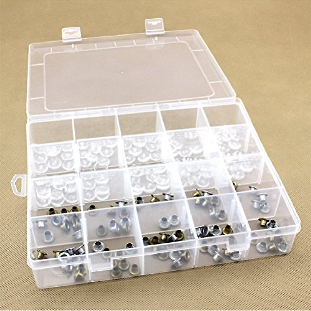 Jewelry Organizer 20-Grid Plastic Box Storage Container Case with Removable Dividers (Transparent)