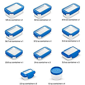 FineDine 40-Piece Food Storage Containers With Lids - Airtight 100% Leakproof Guaranteed, BPA-Free Durable Plastic Food Containers For Leftovers - Freezer, Microwave & Dishwasher-Safe (Blue)