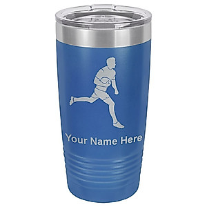 LaserGram 20oz Vacuum Insulated Tumbler Mug, Rugby Player, Personalized Engraving Included (Dark Blue)