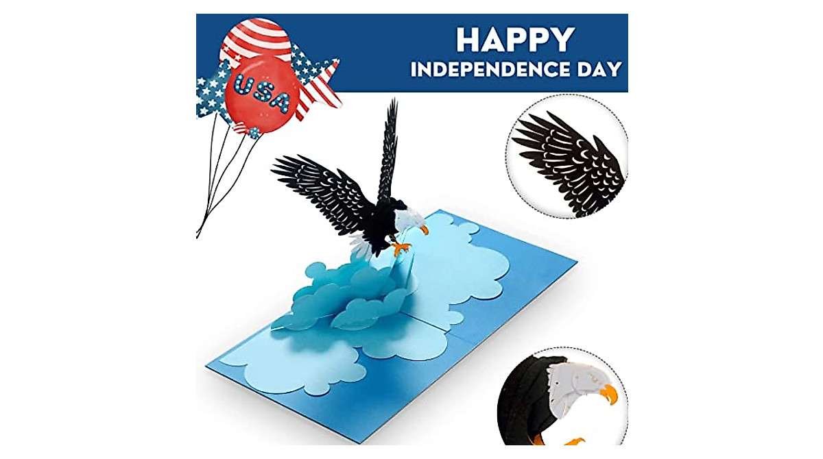 Patriotic 3D Bald Eagle Pop-Up Card for Father's Day & 4th of July