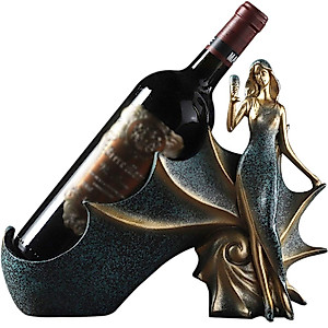 PLAFUETO Wine Rack Holder Tall Drink Tabletop Single Wine Accessory Bottle Stand Figurine Premium Resin Beauty Shaped Sculpture Kitchen Decoration Restaurant Setting Crafts(Conch Blue)